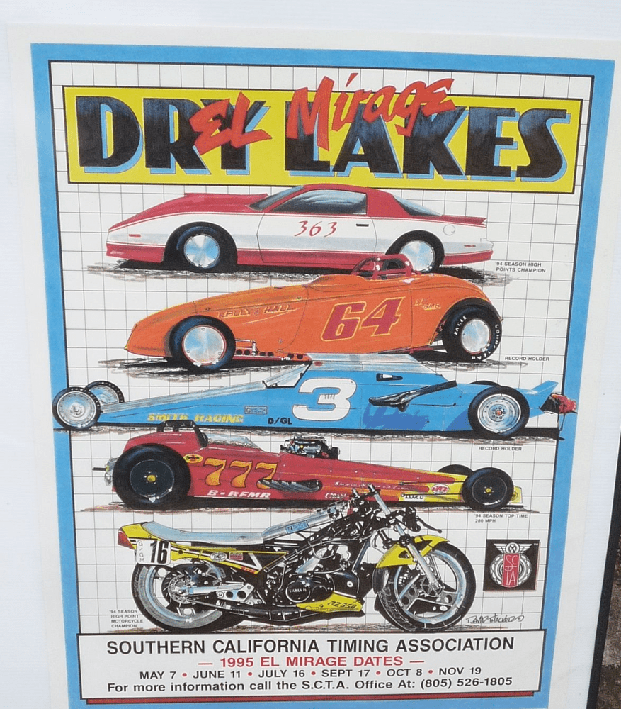 EL MIRAGE DRY LAKES 95 Land Speed Racing Original SCTA season poster