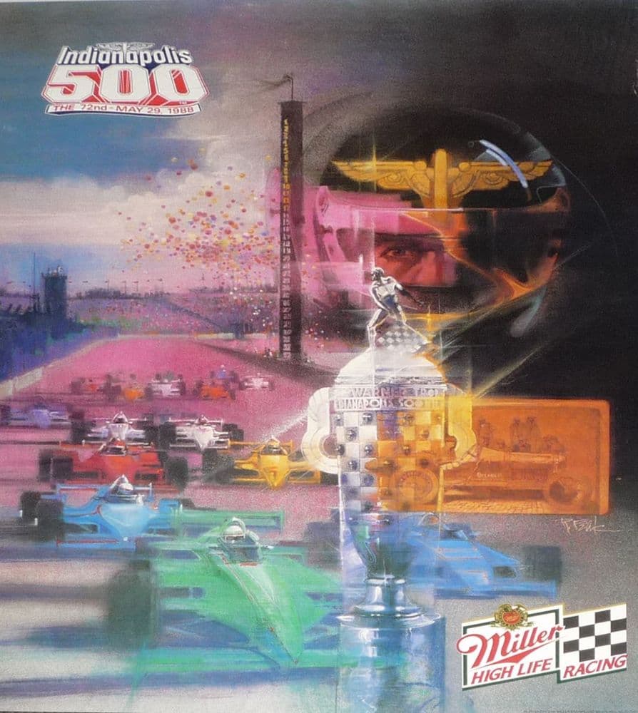 INDY 500 1988 original race Poster 27 x 20" 690 x 500mm