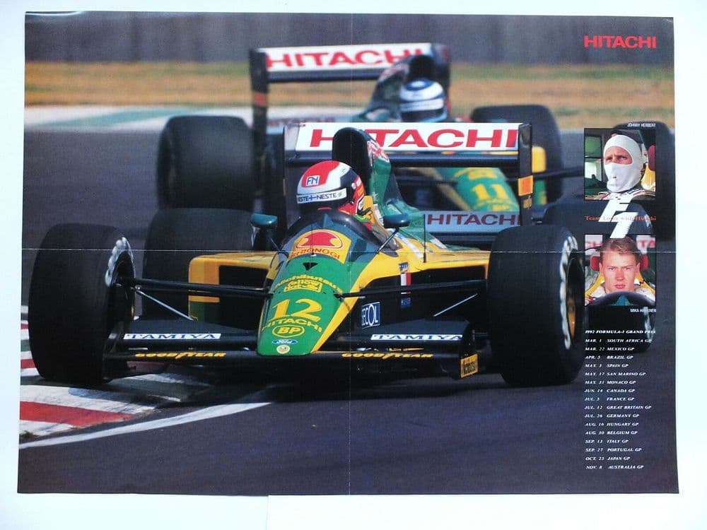 LOTUS 102D CASTROL Herbert F1 1992 original Poster 24 x 16"