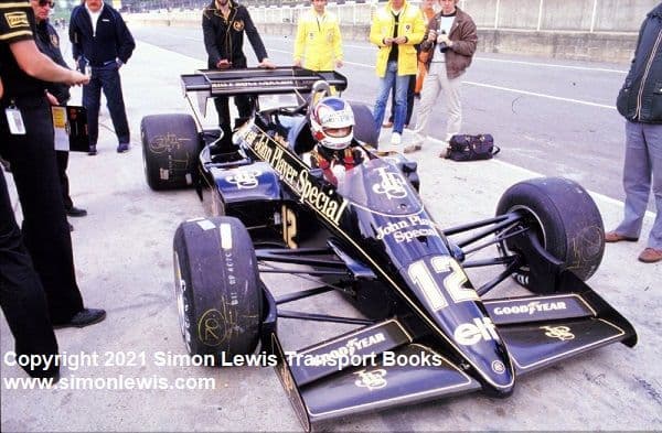 Lotus 94T Renault Turbo Mansell British GP pits 1984