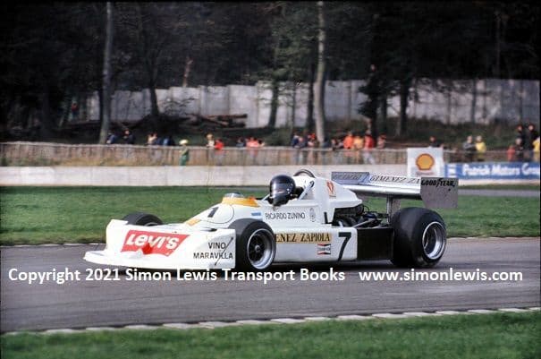 March 772 Riccardo Zunino action photo Donington Park Formula 2 1977