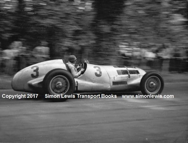 Mercedes W125 Manfred Von Brausitsch at speed 1937 Donington GP A