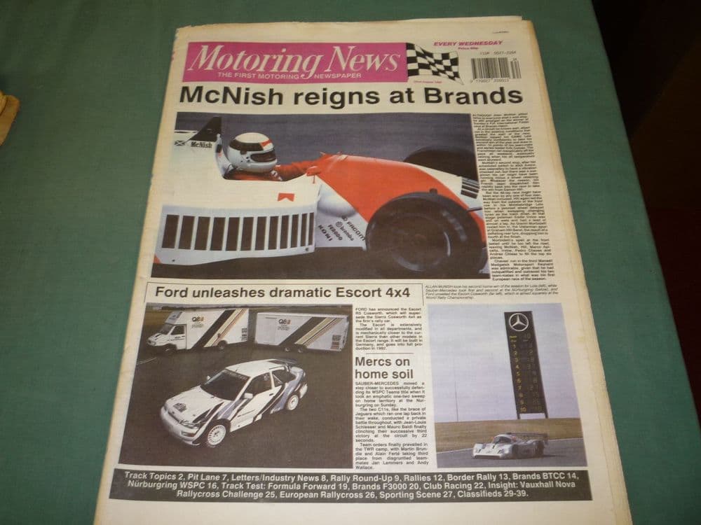 MOTORING NEWS 1990 August 22 Nurburgring Group C F3000 Border Rally ...