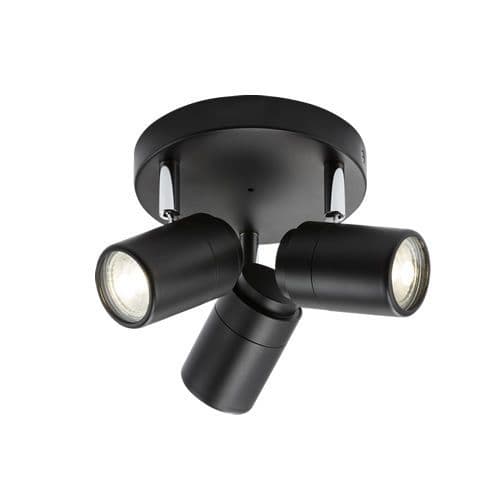 Aquarius 3 Light Bathroom Spotlight in a Matt Black Finish - IP44 Rated