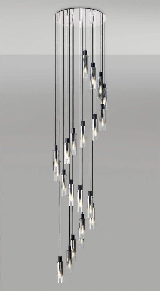 Boreray Slim 21 Light Spiral Pendant in Black/Polished Chrome with a ...