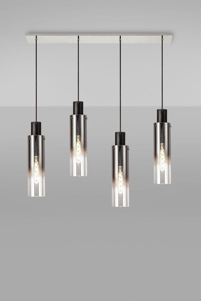 Boreray Slim 4 Light Bar Pendant in Black/Polished Chrome with a Faded ...