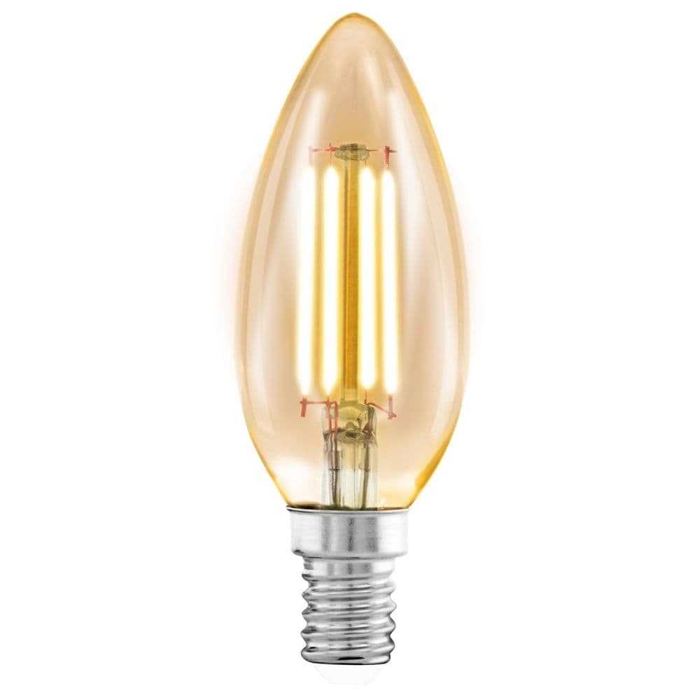 Candle 4W SES & x28;E14& x29; LED 2200k Vintage Filament Bulb Amber Glass