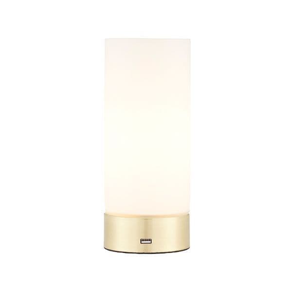 Darwin Touch Table Lamp in Brushed Brass with an Opal Glass Shade and ...
