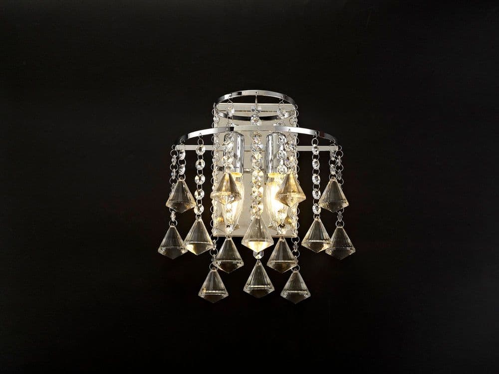 Ince Wall light in Polished Chrome and Crystal Switched