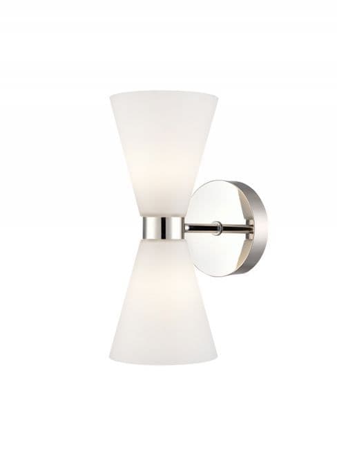 Oldbury Bathroom Double Wall Light in Polished Chrome with Opal Glass ...