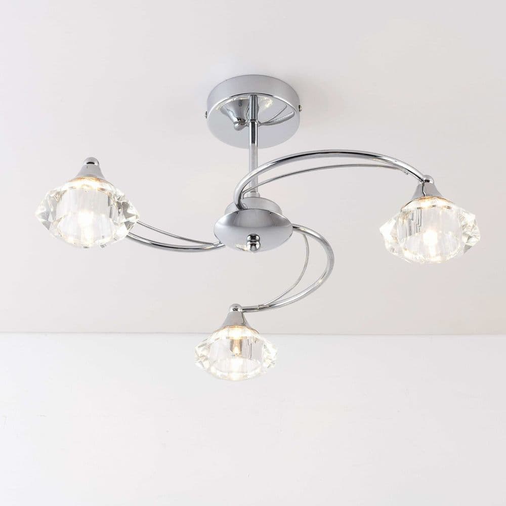 Radford 3 Light Fitting in an Polished Chrome Finish with Clear Glass ...