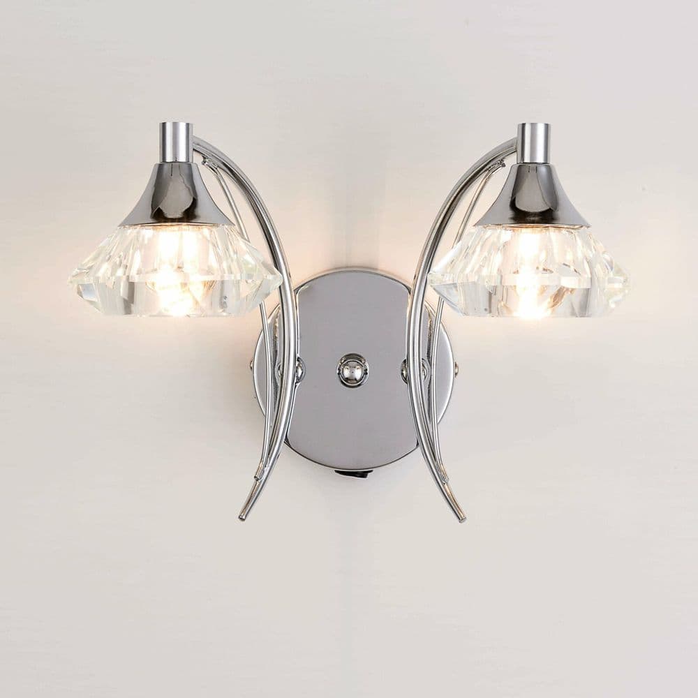 Radford Double Wall Light in a Polished Chrome Finish with Clear Glass ...