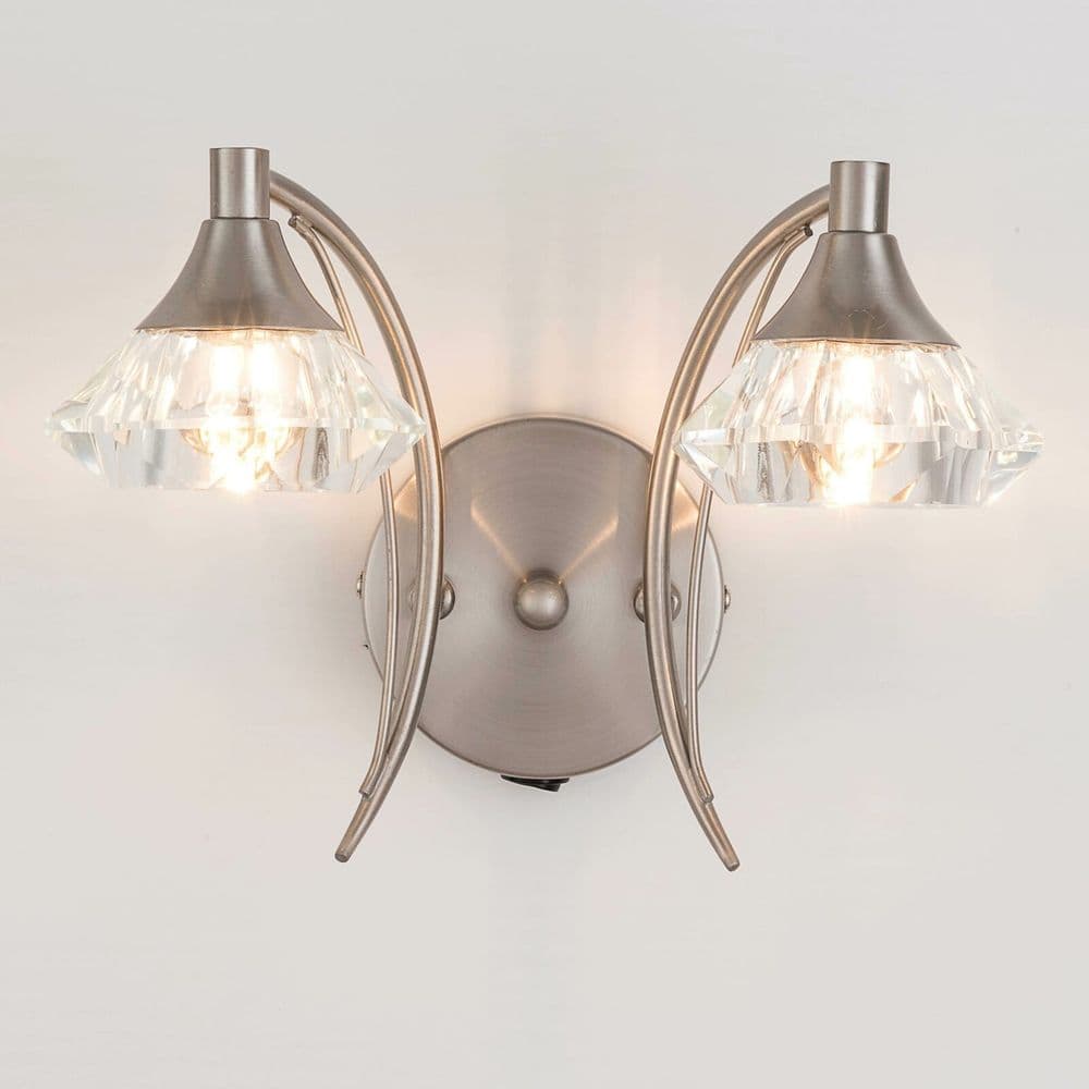 Radford Double Wall Light in a Satin Chrome Finish with Clear Glass ...