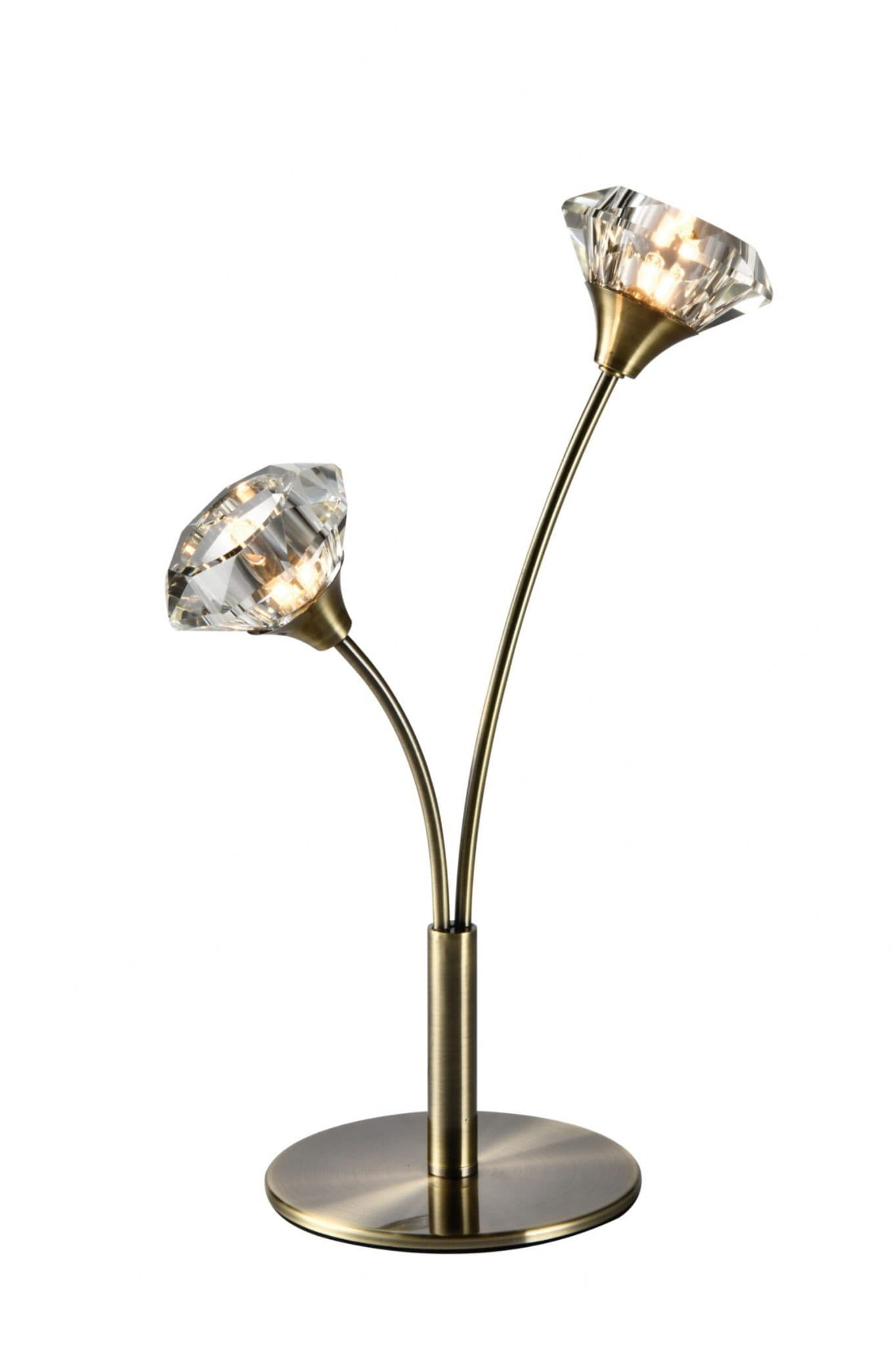Radford Table Lamp in an Antique Brass Finish with Clear Glass Shades