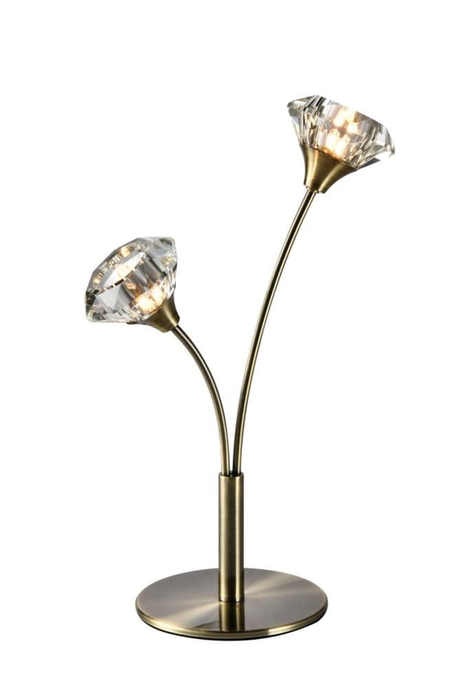 Radford Table Lamp in an Antique Brass Finish with Clear Glass Shades