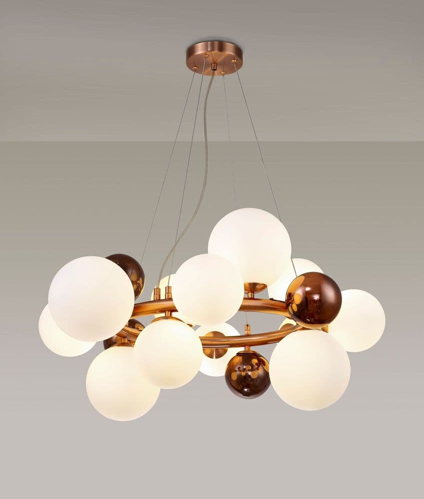 Romney 12 Light Circular Fitting in Antique Copper with Opal Glass