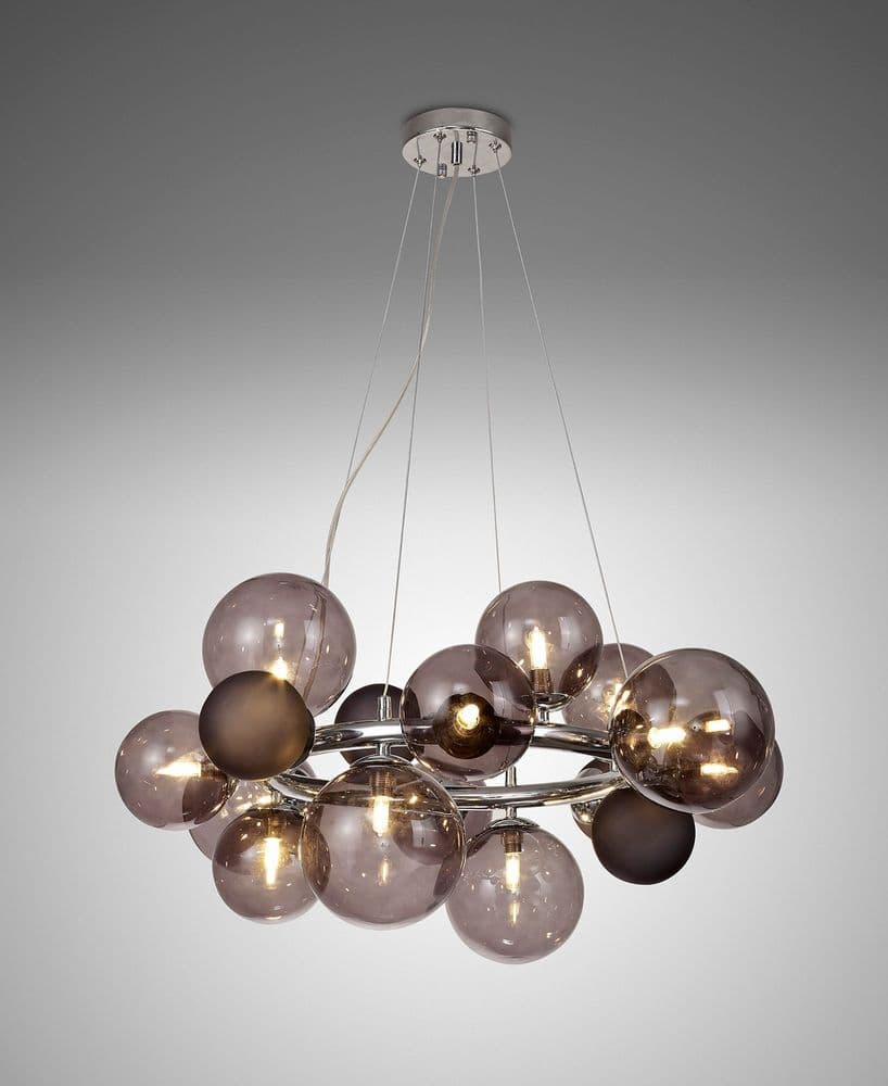 Romney 12 Light Circular Fitting in Polished Chrome with Smoked Glass ...