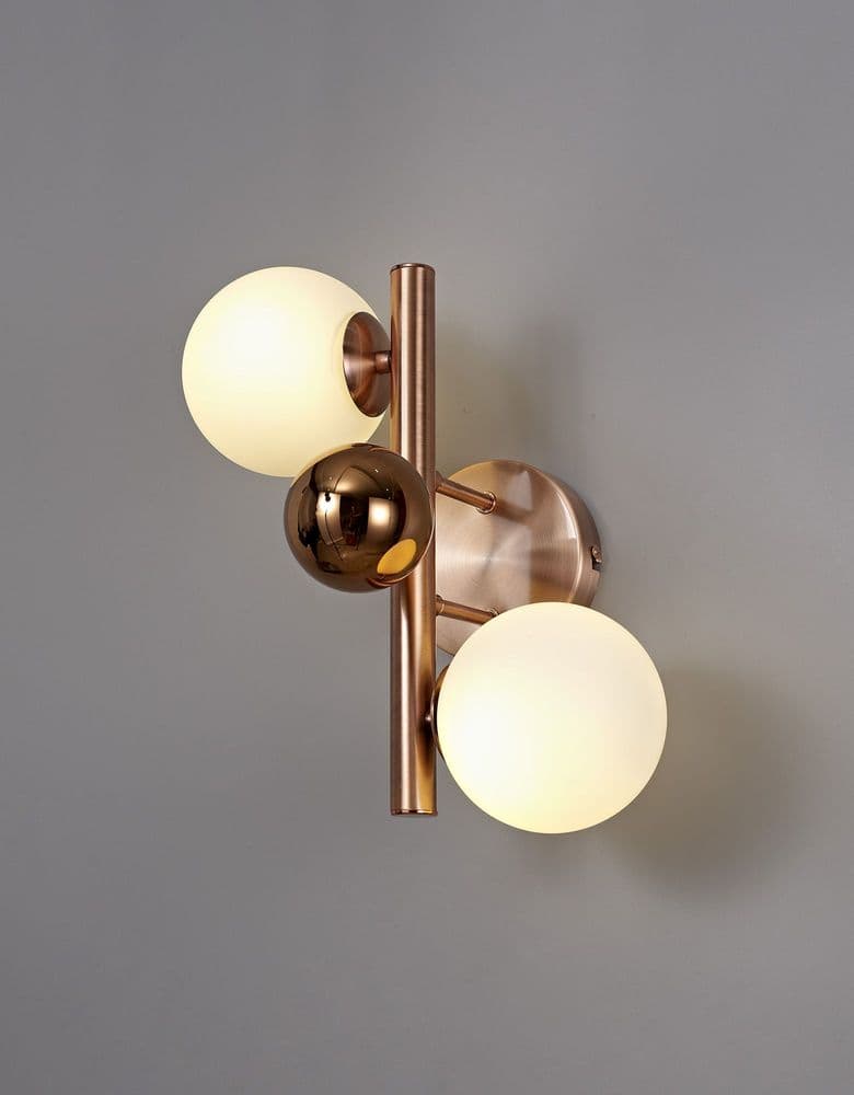 Romney Wall Light in Antique Copper with Opal Glass