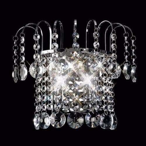 Rushton Wall Light in Polished Chrome and Crystal Decoration Switched