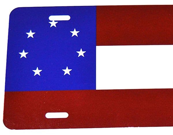 Aluminium Confederate Stars And Bars Flag Car Licence Plate