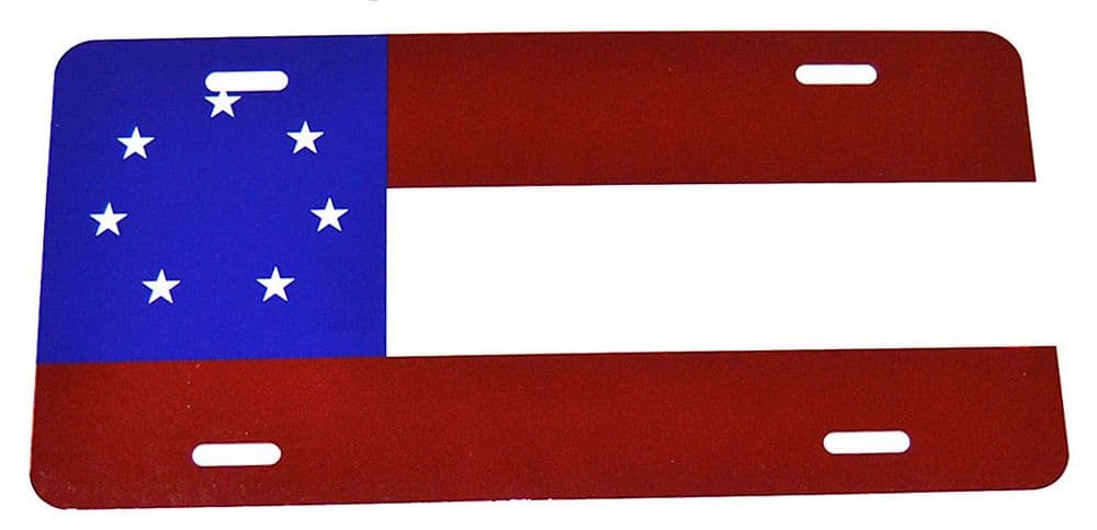 Aluminium Confederate Stars And Bars Flag Car Licence Plate