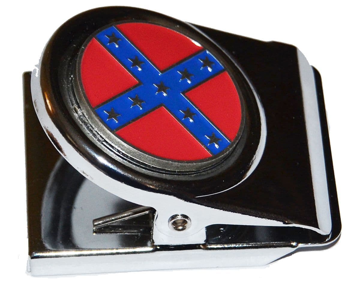 Confederate Flag All Metal Note Holder Magnet