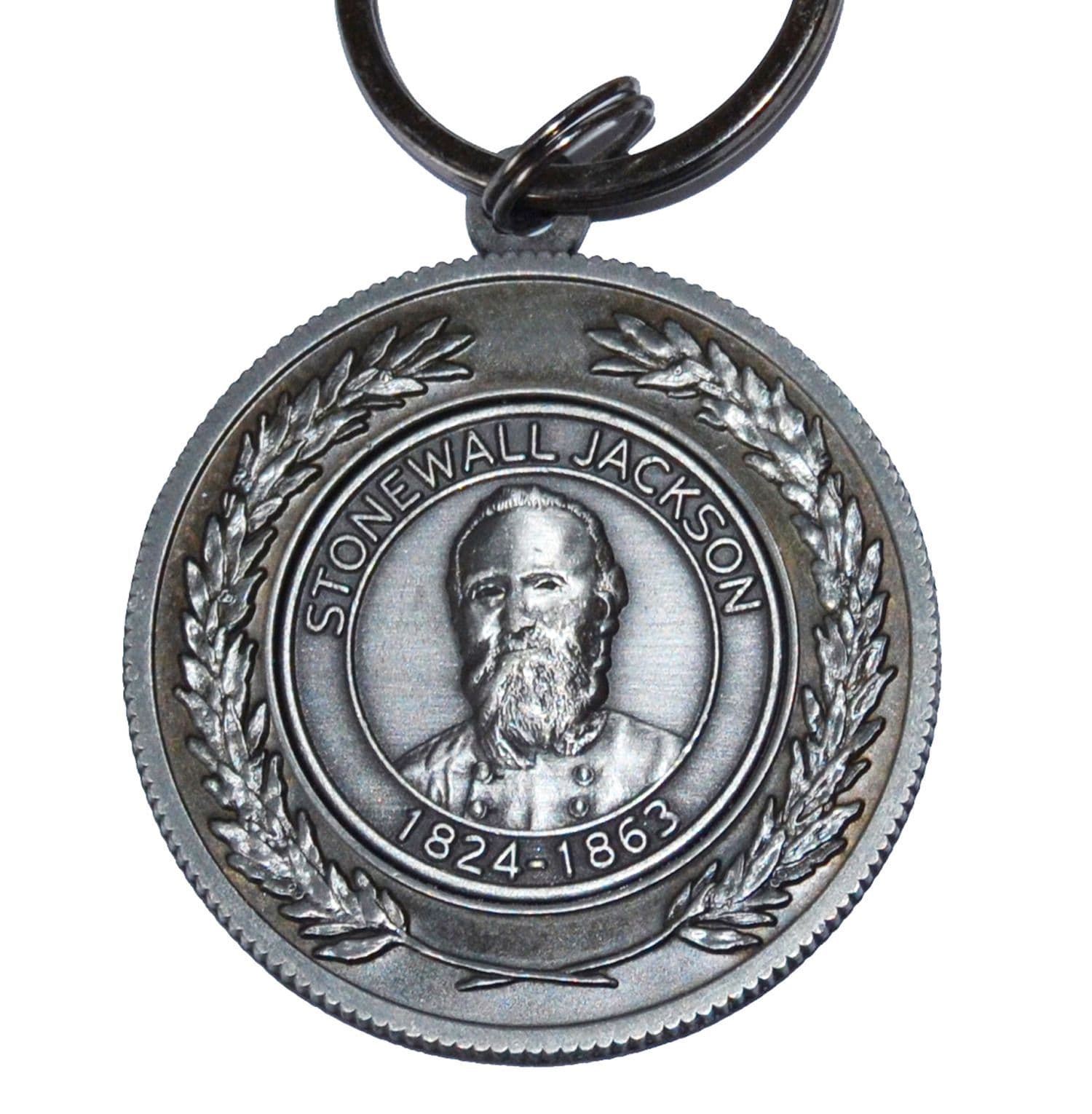 Confederate General Stonewall Jackson Large Circular Pewter Keyring