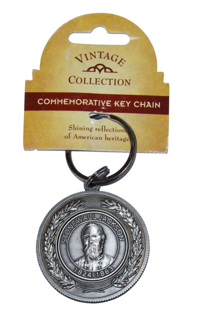 Confederate General Stonewall Jackson Large Circular Pewter Keyring