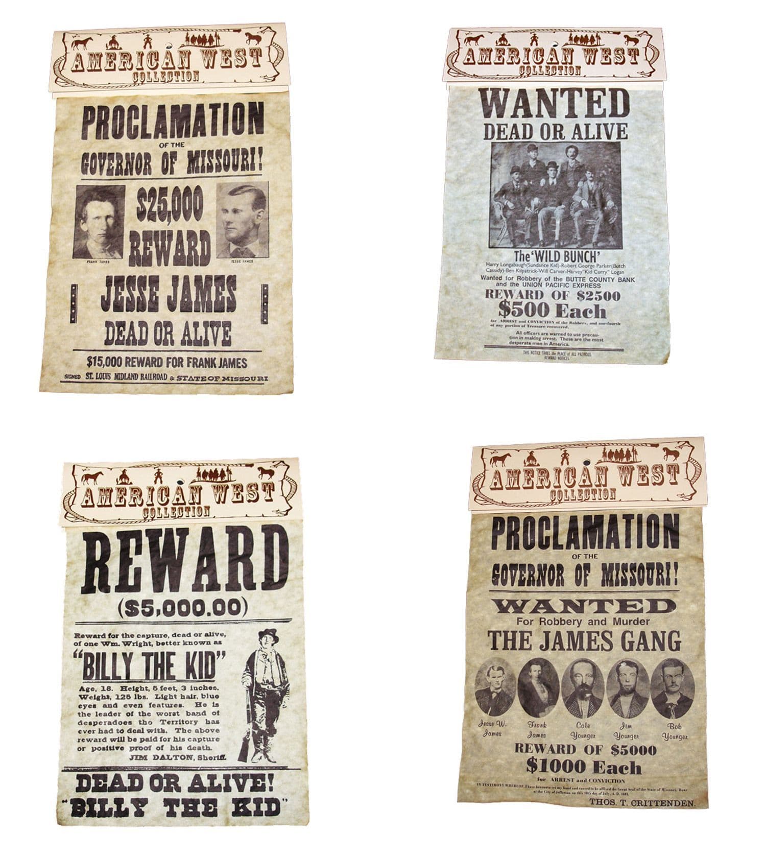Set Of 4 Wanted Posters