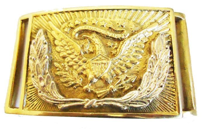 US Silver Wreath Rectangular Belt Buckle
