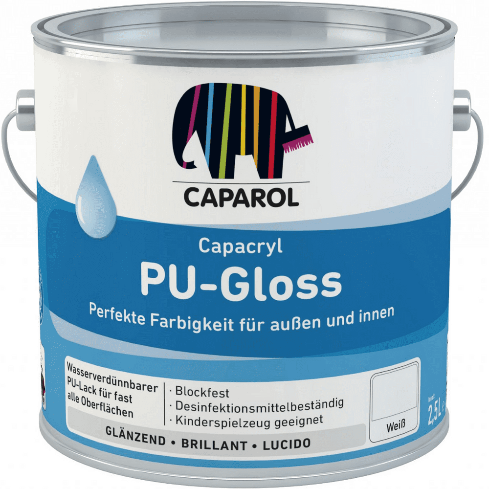 Caparol PU Gloss Waterbased Topcoat White 2 5lt