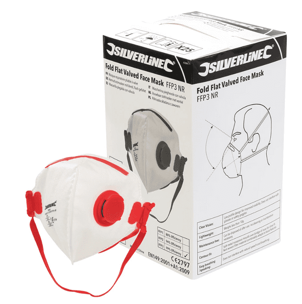 Silverline Fold Flat Valved Face Mask FFP3 NR Pkt 25