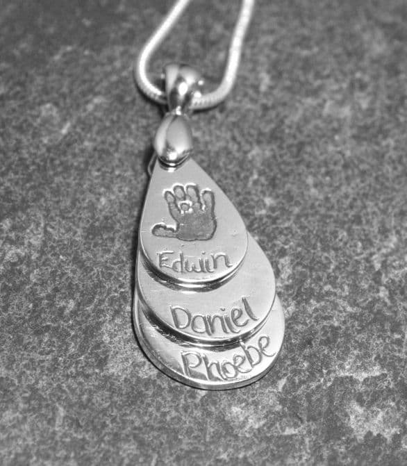 Double or Triple Teardrop Handprint Necklace