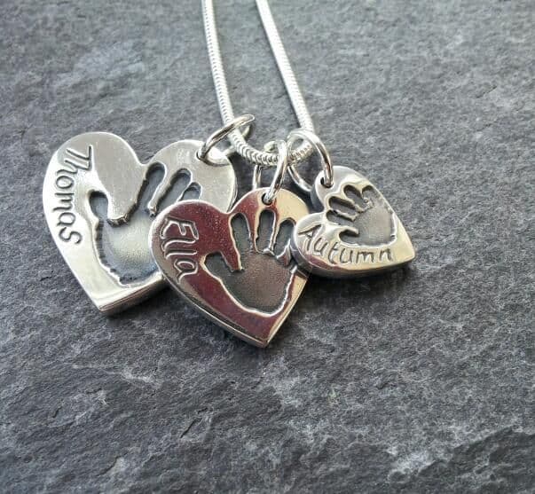 Triple Hand or Footprint Charm Pendant