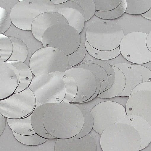 15mm Flat Metallic Silver Sequins x 20g
