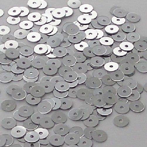 4mm Metallic Silver Flat Round Sequins x 10g