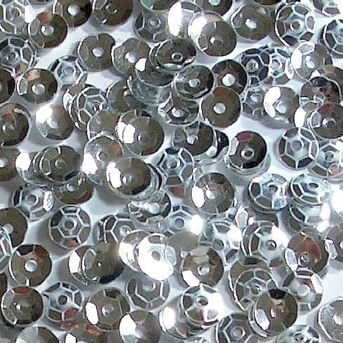 5mm Metallic Silver Semi-cupped Sequins x 12 5g