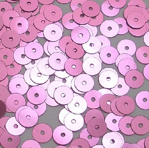 6mm Metallic Light Pink Flat Round Sequins x 15g