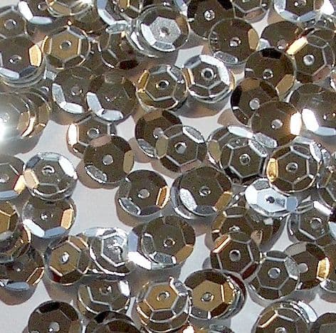 6mm Metallic Silver Semi-cupped Sequins x 12g