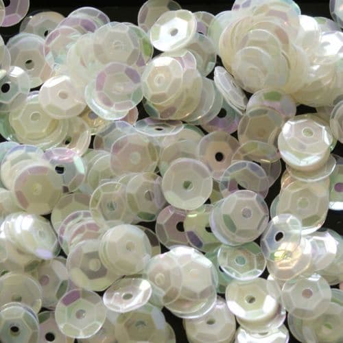6mm Semi-cupped Sequins Semi transparent Iridescent Sequins x 12g