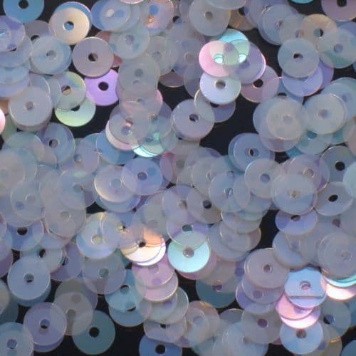 6mm Semi Transparent Iridescent Flat Round Sequins x 15g