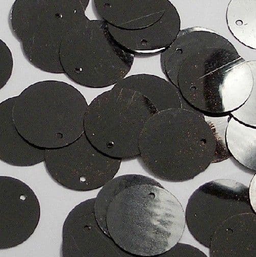 Bulk Bag 15mm Glossy Black Flat Round Sequins x 1000