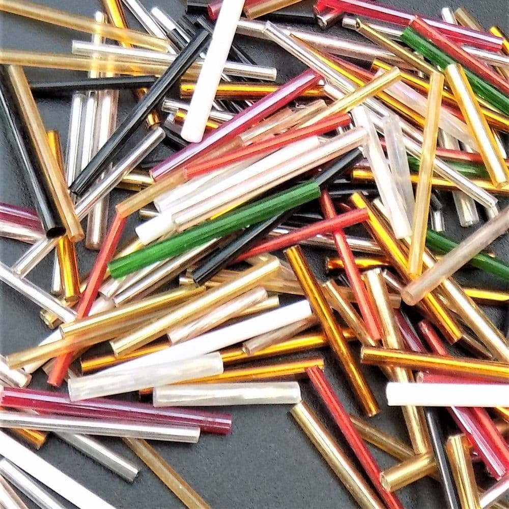 Mixed Extra Long Bugle Beads Pack x 50g