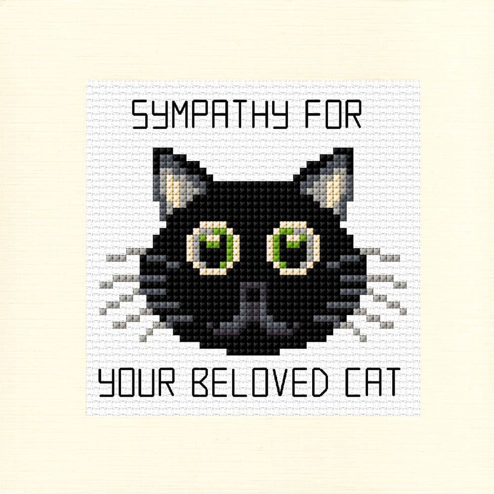 Beloved Black Cat Design - Loss / Sympathy Card Cross Stitch Kit 5 5" x ...