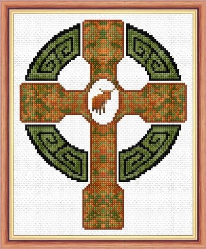 Celtic Cross & Highland Cow - 14 Count Mini Cross Stitch Kit