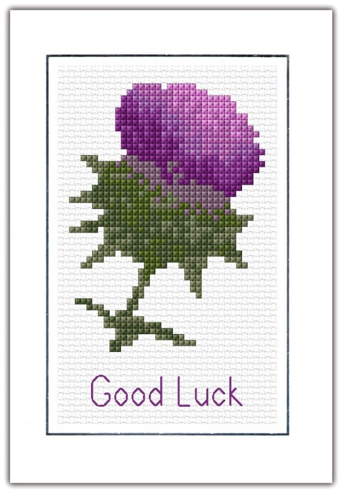 Scottish Thistle Good Luck A6 Greeting Card Cross Stitch Kit