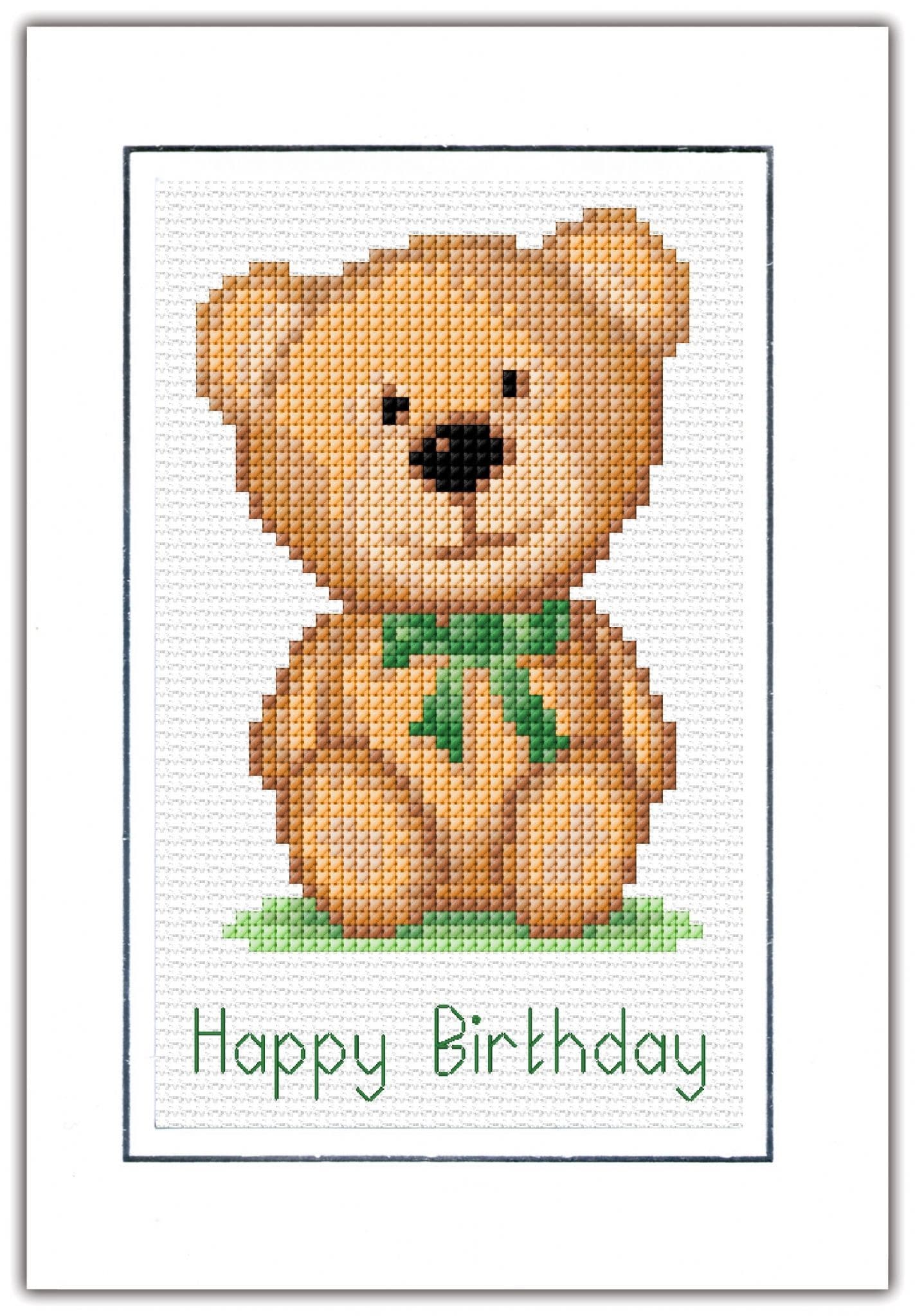 Teddy Bear Birthday Card 16 Count Cross Stitch Kit