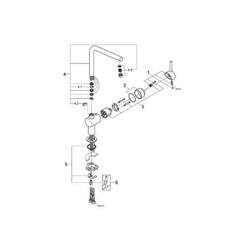 Grohe Minta Mitigeur de cuisine monocommande avec bec en L Chromé 31375000
