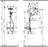 hansgrohe Crometta E Colonne de douche 240 Varia avec mitigeur ...