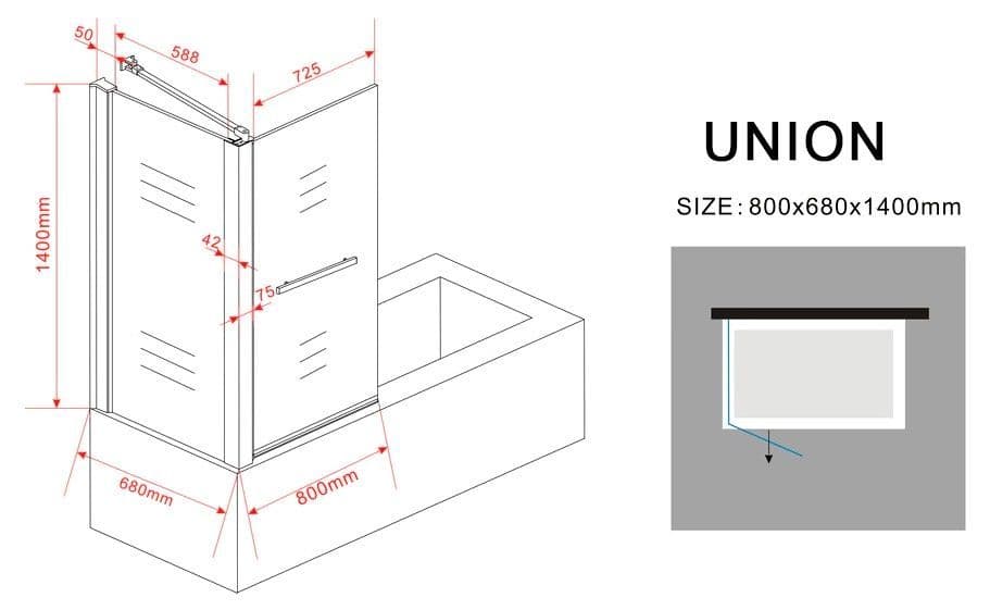 Paroi de Baignoire en Angle Union 70